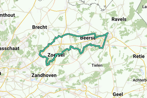 Zoersel - Turnhout en terug - Recreatieve fietsroute | RouteYou
