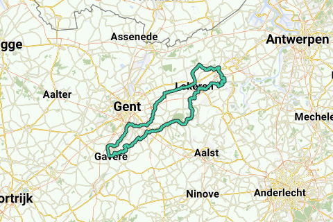 Gavere Waasland 117 km - Recreatieve fietsroute | RouteYou