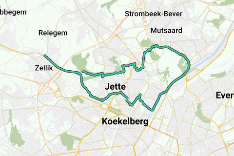 Zellik - Brussel- Zellik - Recreatieve fietsroute | RouteYou