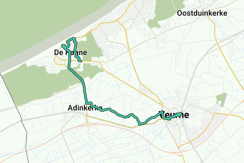 Veurne - De Panne - Recreatieve fietsroute | RouteYou