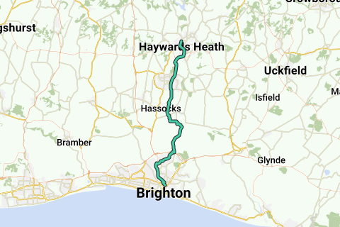 Haywards Heath - Brighton - Cycle route | RouteYou