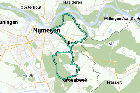 Groesbeek-Ooijpolder-Berg en Dal - Recreatieve fietsroute | RouteYou