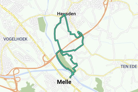 W: MELLE (KERK) - HEUSDEN 9km - Wandelroute | RouteYou