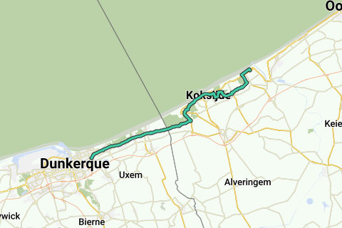 Nieuwpoort - Duinkerke - Fietsroute | RouteYou