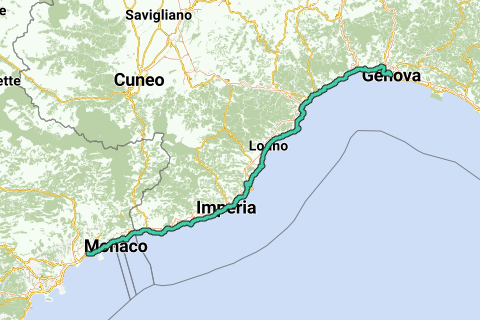 Nice - Genua - Alle routes | RouteYou