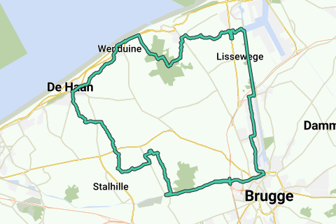 Wenduine-Brugge-Wenduine - Recreatieve fietsroute | RouteYou