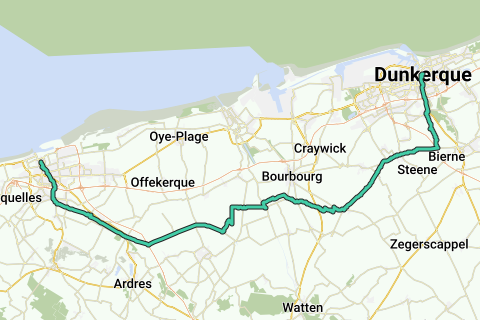 Dunkerque - Calais - Itinéraire à vélo | RouteYou