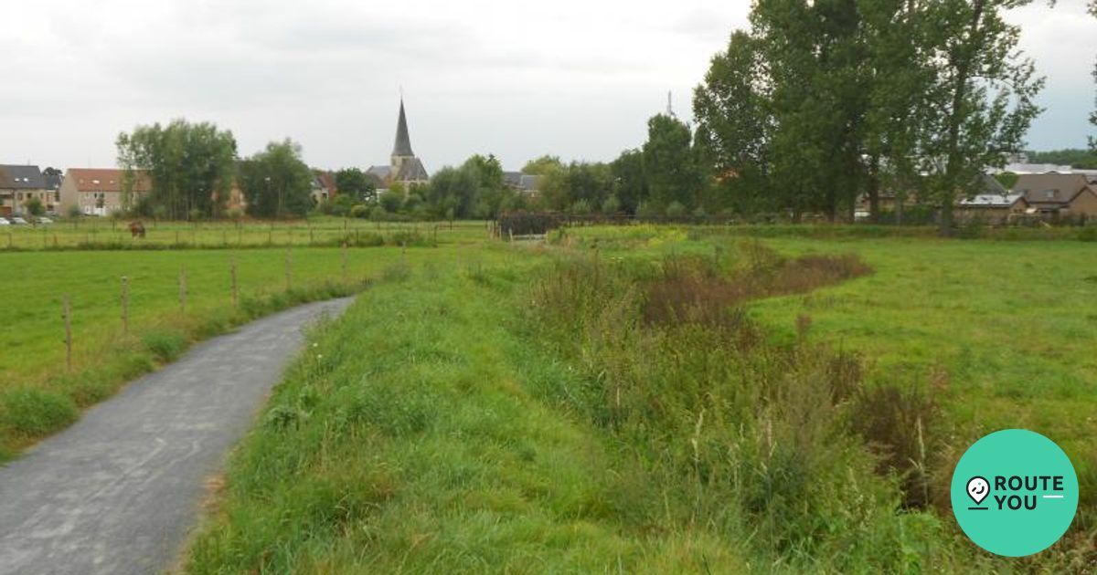 Noordzicht op Steenhuffel langs nieuwe trage weg langs de Grote ...