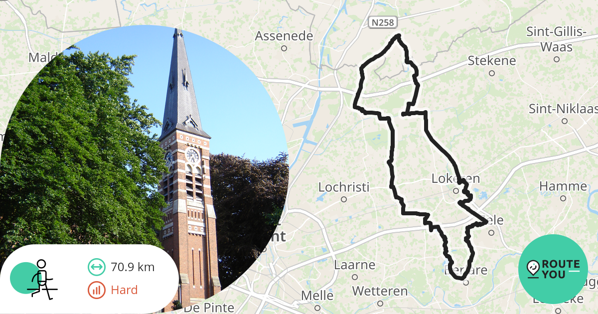 70km Zuiddorpe-Lokeren-Zele - Wandelroute | RouteYou