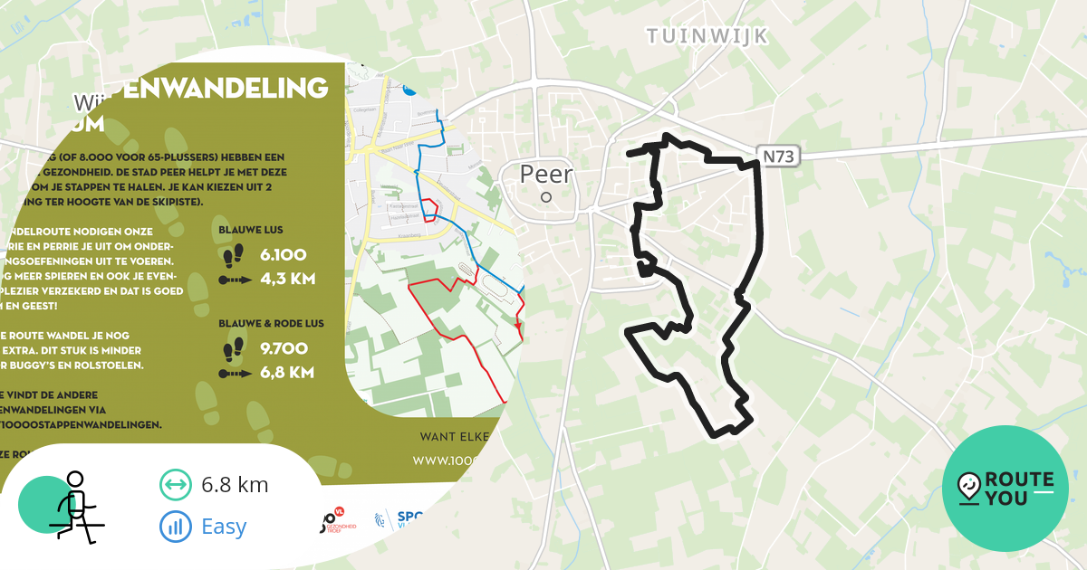 Beweegroute Peer - grote route - Wandelroute | RouteYou