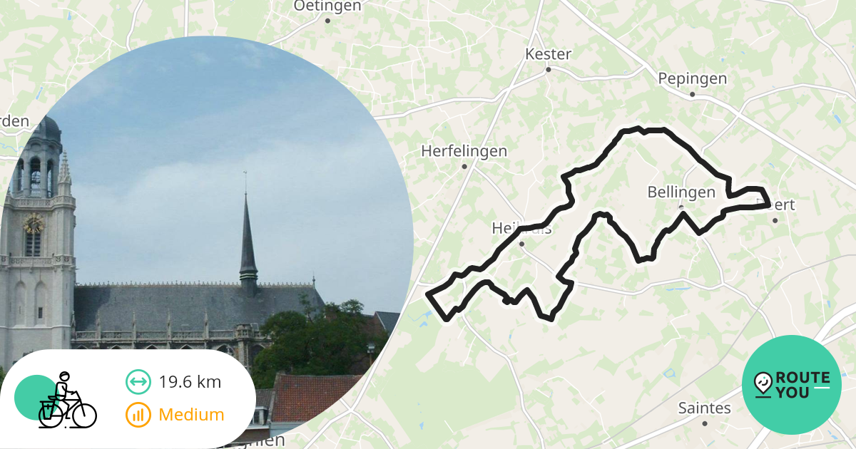 Rondje Pepingen_20km (fietstocht) - Stadsfietsroute | RouteYou