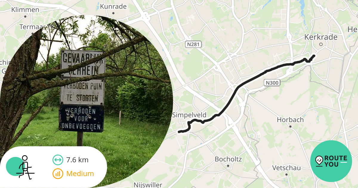 Etappe 1 - Kerkrade - Simpelveld - direct 7,5km - Wandelroute | RouteYou