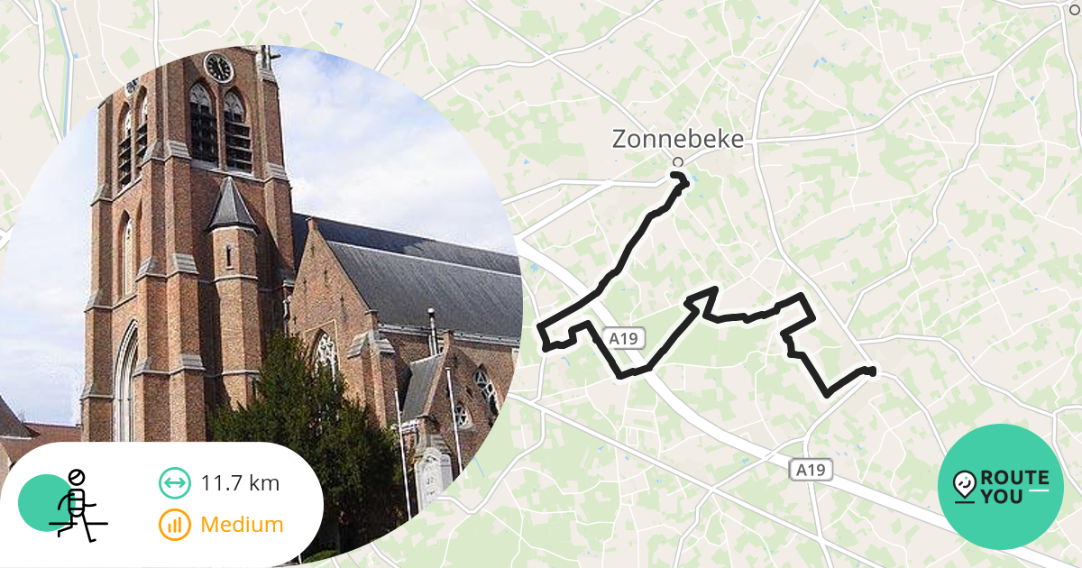 Beselare - Zonnebeke 1e deel - Recreatieve wandelroute | RouteYou