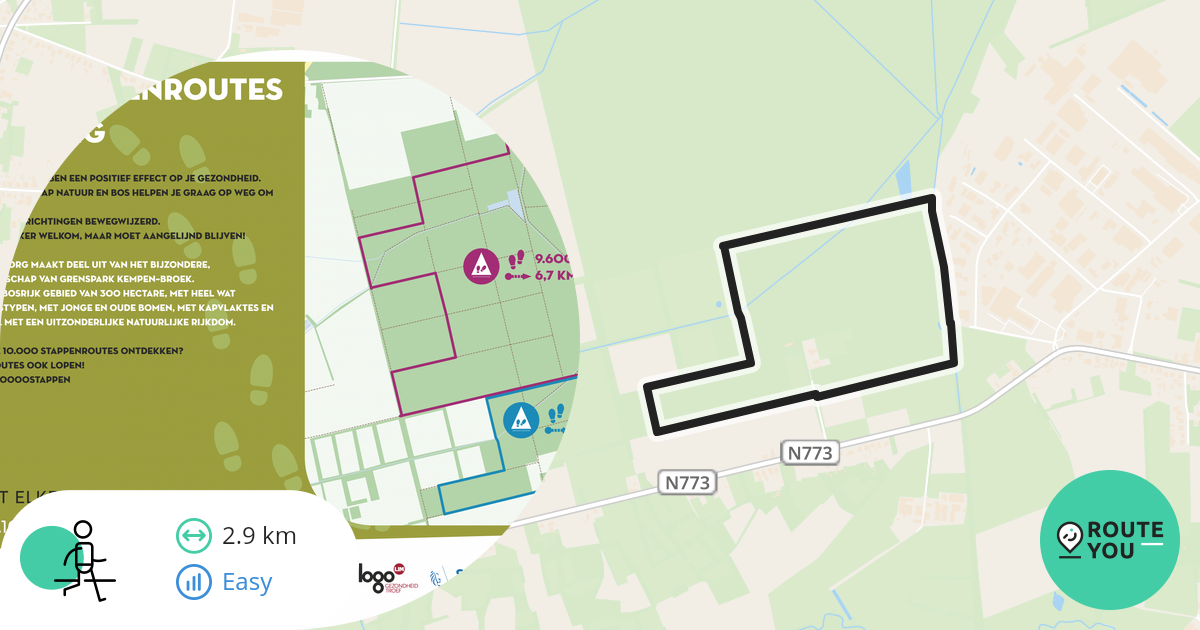 10.000 stappenroute Jagersborg - blauwe route - Maaseik - Wandelroute | RouteYou