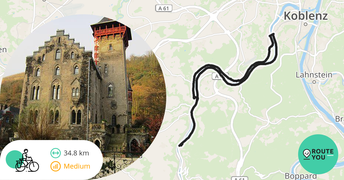 Oberfell naar Koblenz - Recreatieve fietsroute | RouteYou