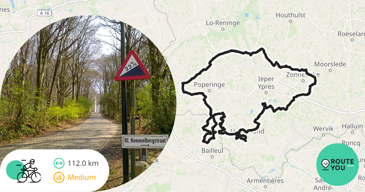 Fietsen langs Heuvels en vlaktes in de Westhoek - Racefietsroute | RouteYou