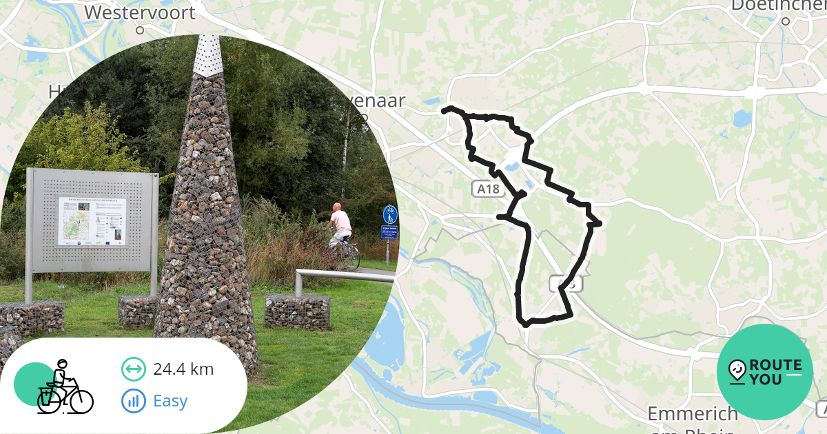 Didam Elten knooppunten 25 km - Recreatieve fietsroute | RouteYou