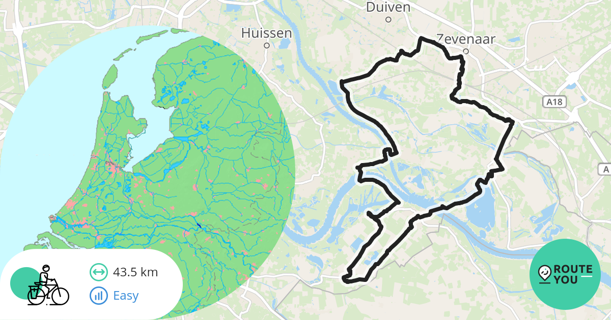 Millingen aan de Rijn rondrit eerste dag 44km - Recreatieve fietsroute ...