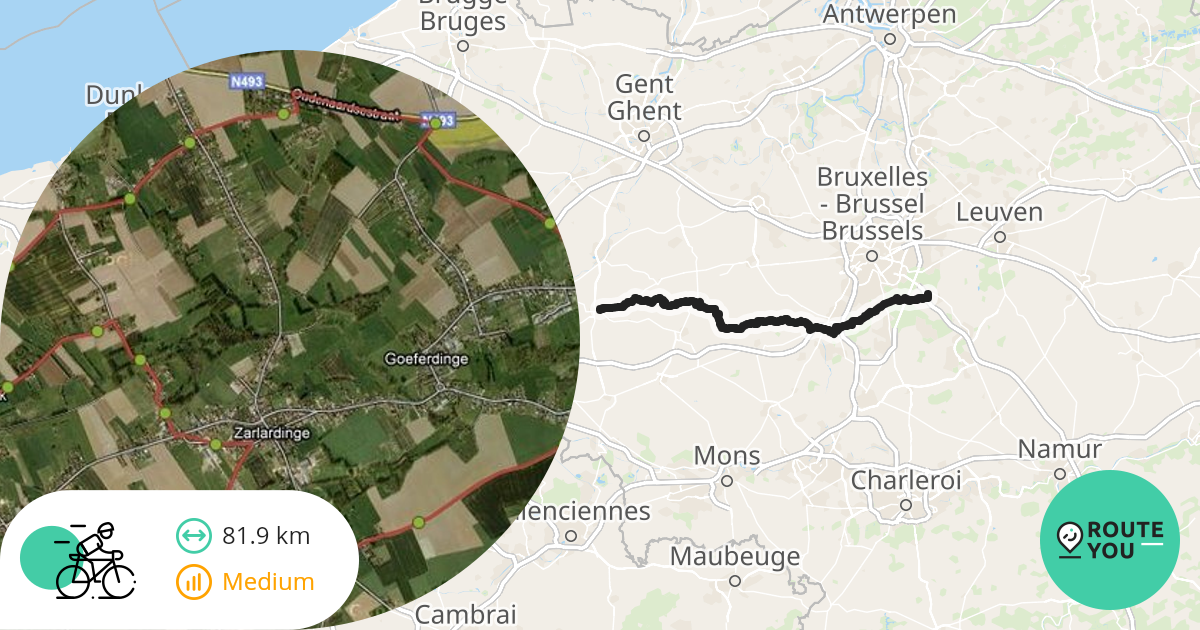 TaalGrensroute dag 1b Ronse-Overijse ( Filip ) - Racefietsroute | RouteYou