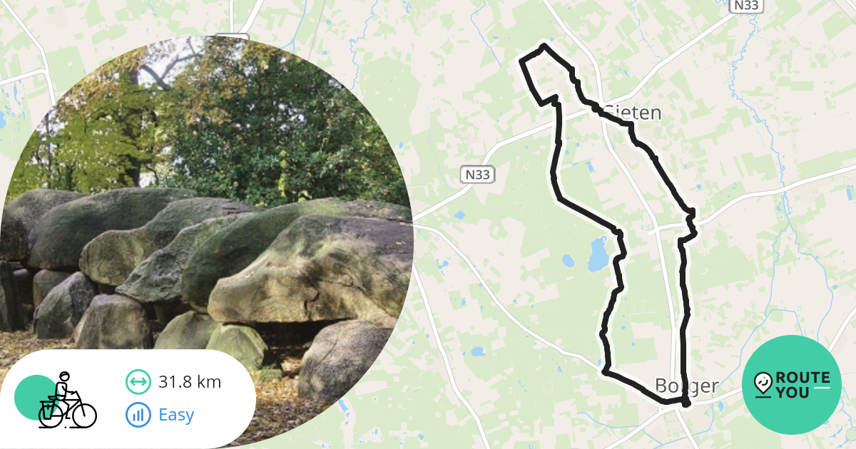 Borger-Gieten, 32km - Recreatieve fietsroute | RouteYou