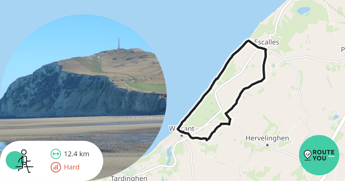 Wissant-Escalles-strand-klif-getijden-wdb2023 - Wandelroute | RouteYou