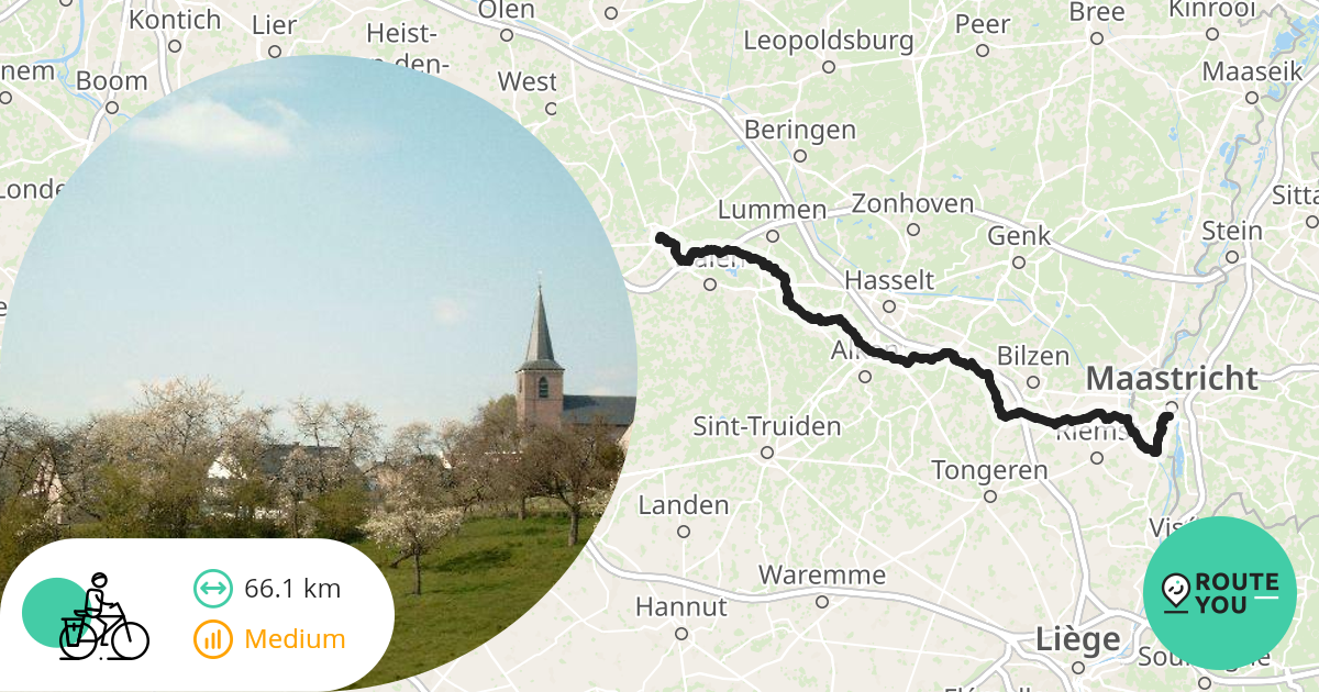 Diest - Maastricht 66 - Recreatieve fietsroute | RouteYou