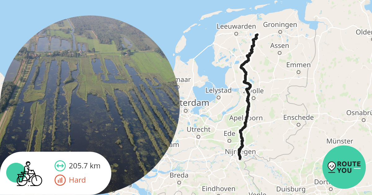 Nijmegen-Centrum - Surhuisterveen - Recreatieve fietsroute | RouteYou