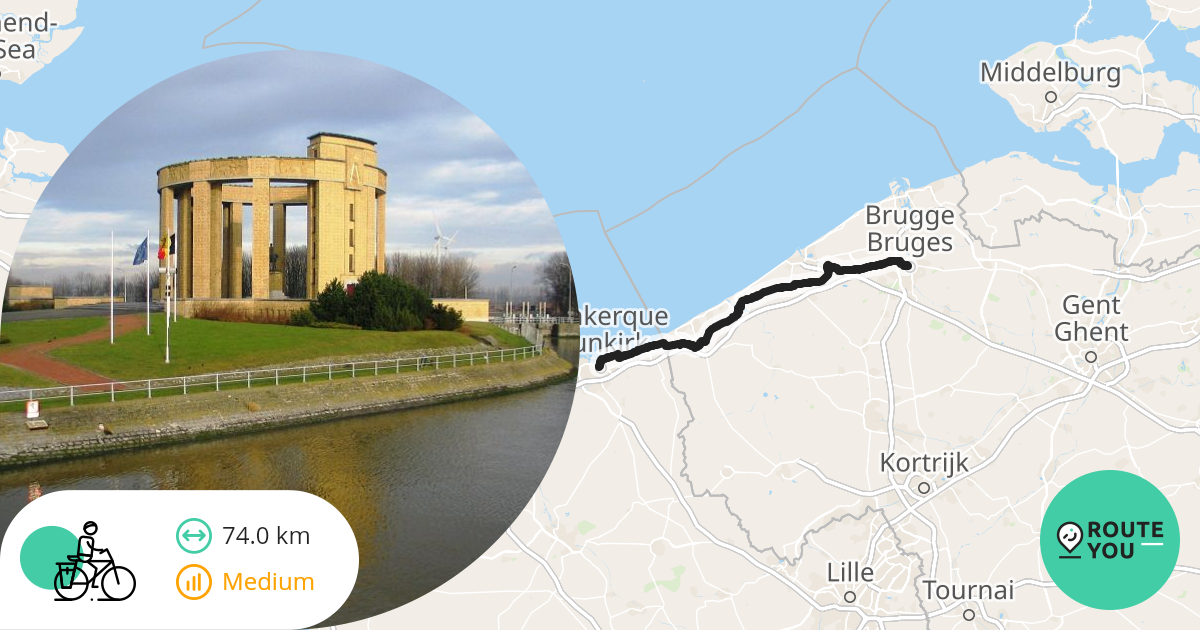 Duinkerke - Brugge - Recreatieve fietsroute | RouteYou