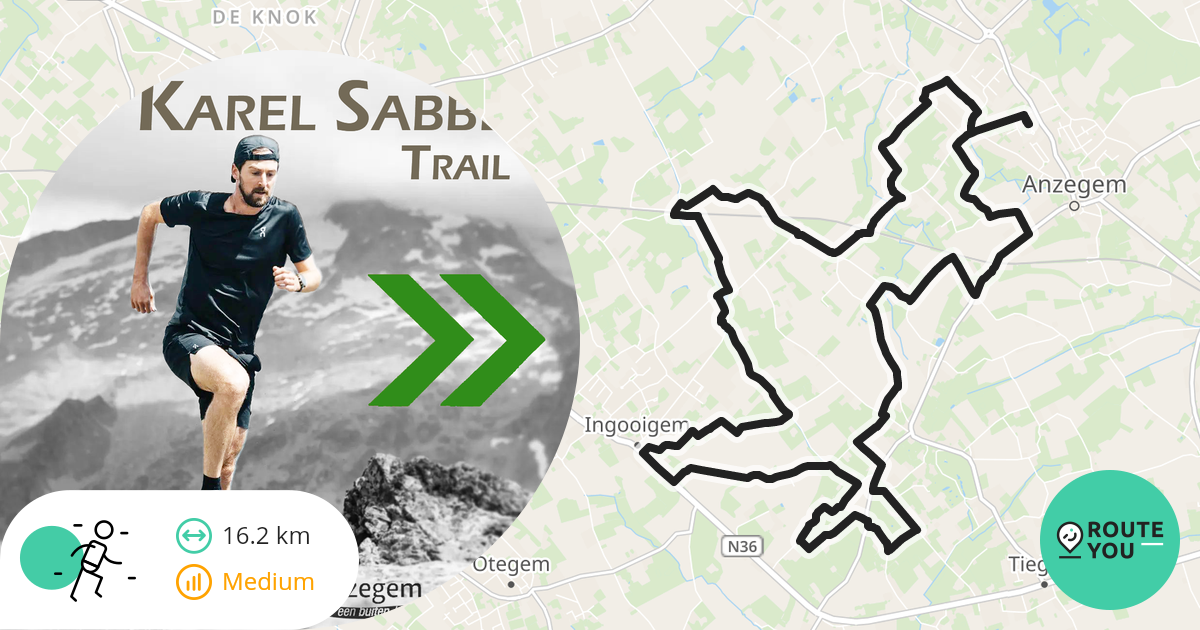 karel sabbe trail groene lus 16,2km - Hardlooproute | RouteYou