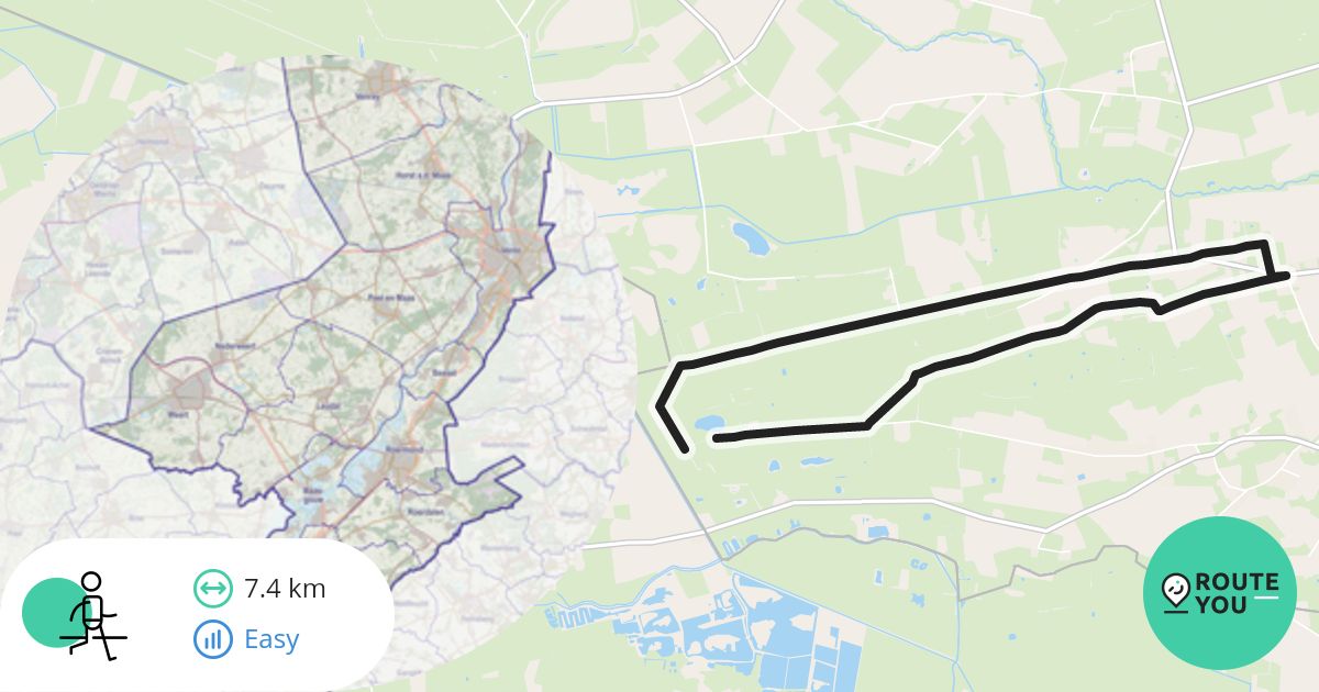 W 7,5 km Vertrek Vosseven Stramproy - Wandelroute | RouteYou