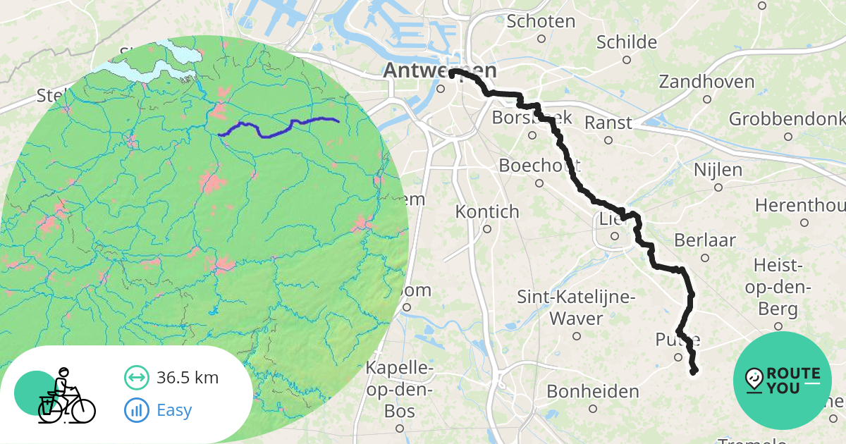 Antwerpen - Putte - Recreatieve fietsroute | RouteYou