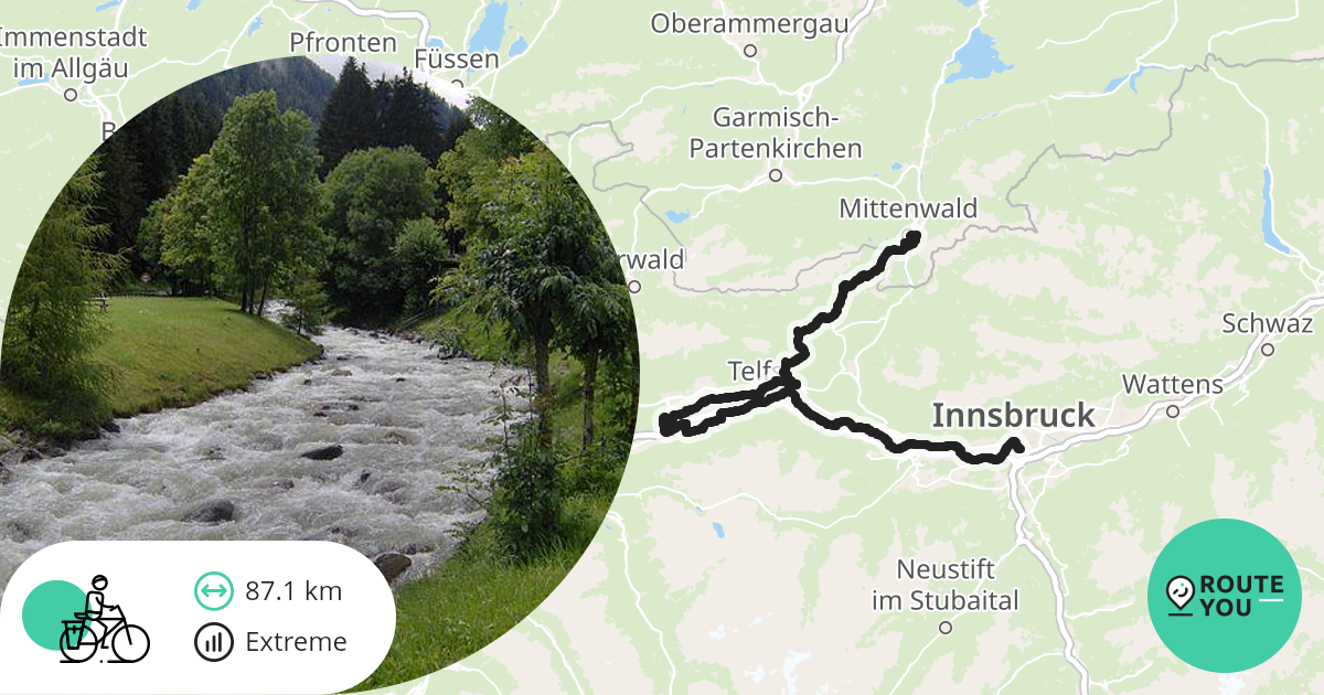 04 Mittenwald-Innsbruck 87 km - Recreatieve fietsroute | RouteYou