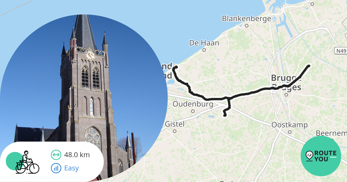 Bredene-camping - Damme - Jabbeke - Recreatieve fietsroute | RouteYou