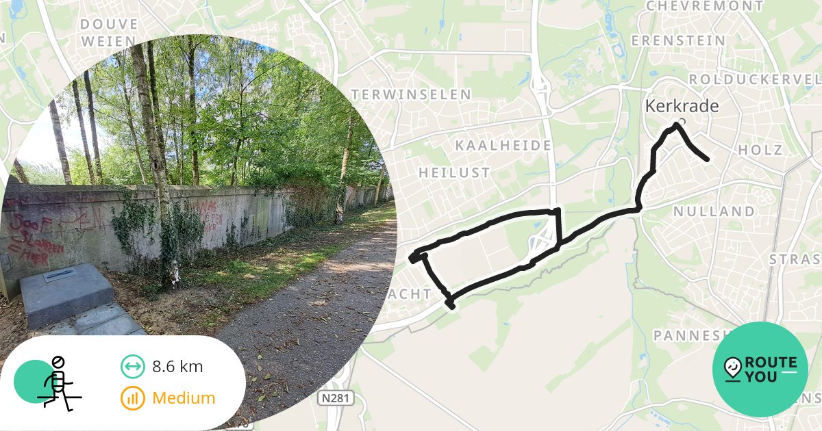 Knopen Lopen route over het Parkstad Pad, Willem Sophia- en het ...