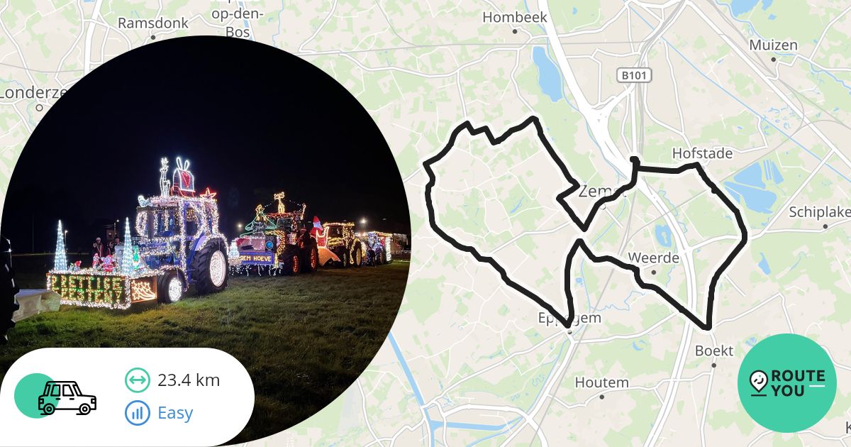 Tractorlichtstoet Zemst 2025 - Standaard autoroute | RouteYou