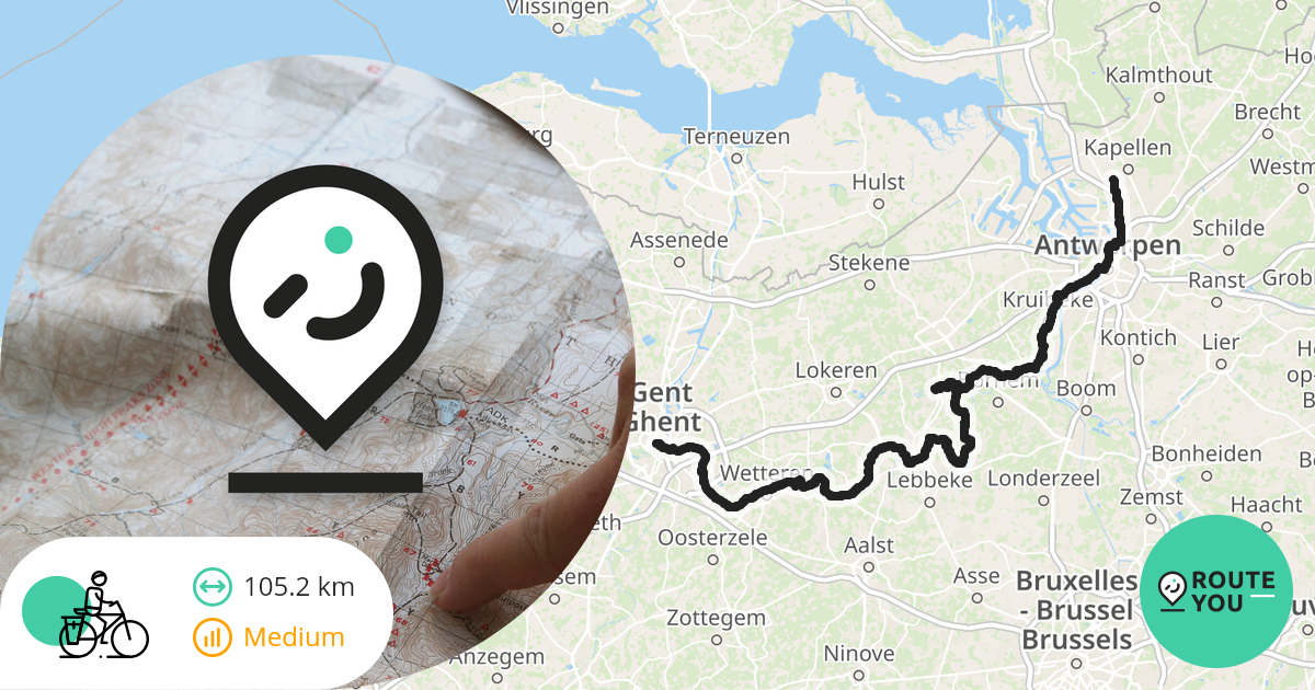 Antwerpen-Gent via Schelde, 105 km - Recreatieve fietsroute | RouteYou