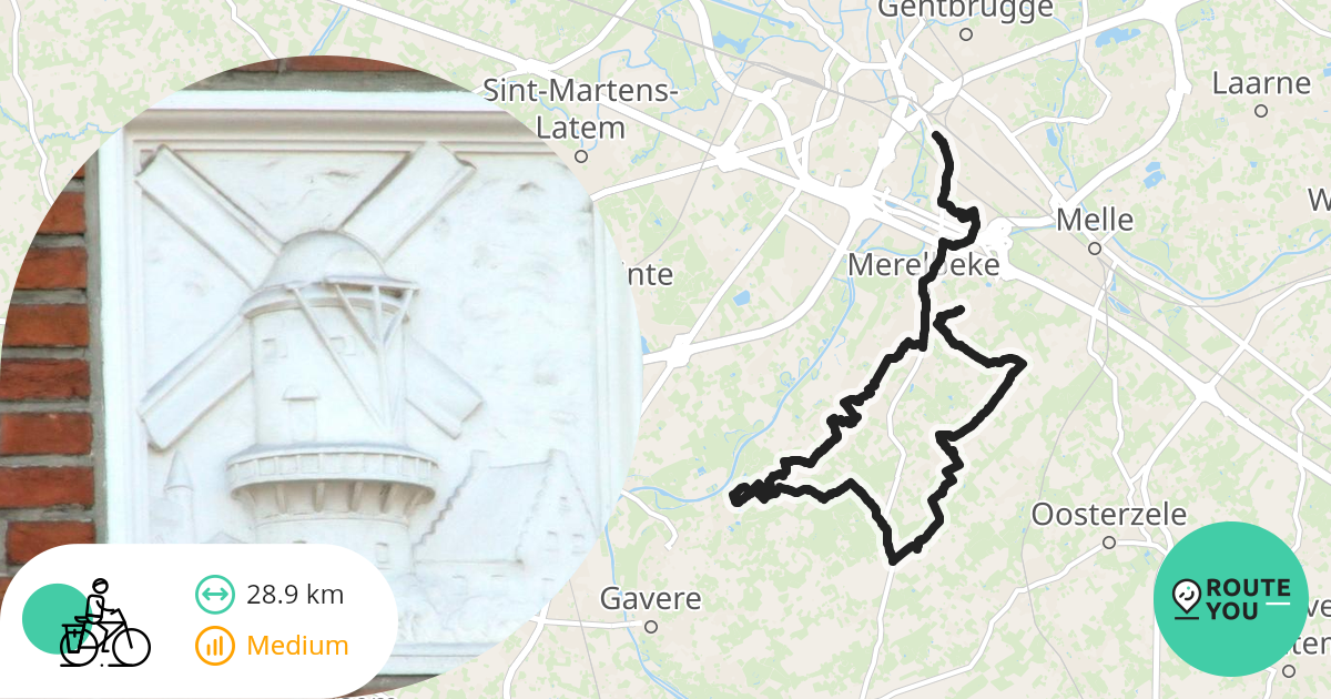 Merelbeke - Molenroute - Recreatieve fietsroute | RouteYou