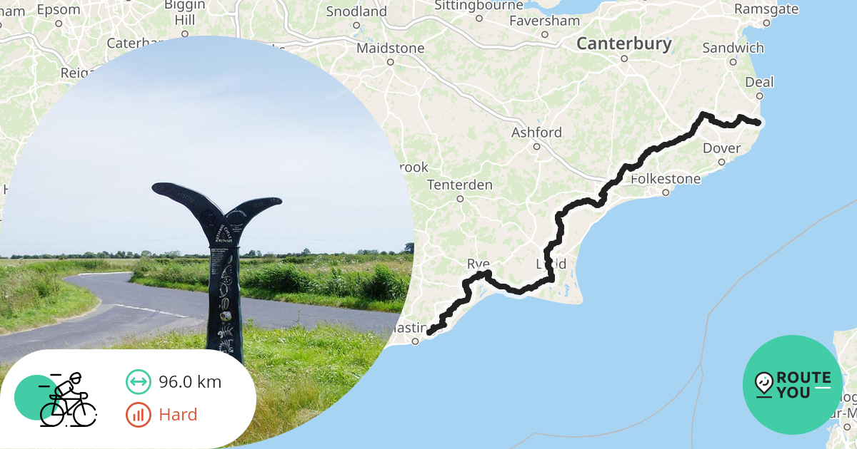 Round England and Wales: stage 1: Dover - Hastings - Road bike route ...