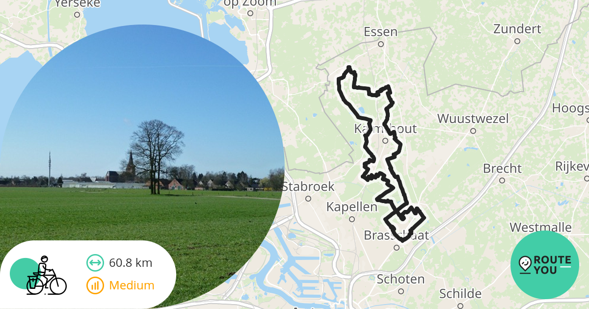 Fietslus: Brasschaat - Kalmthout - Essen (lange route) - Recreatieve fietsroute | RouteYou