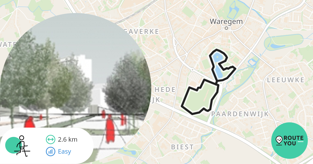 Waregem centrum : Vijvers en looppiste - Wandelroute | RouteYou