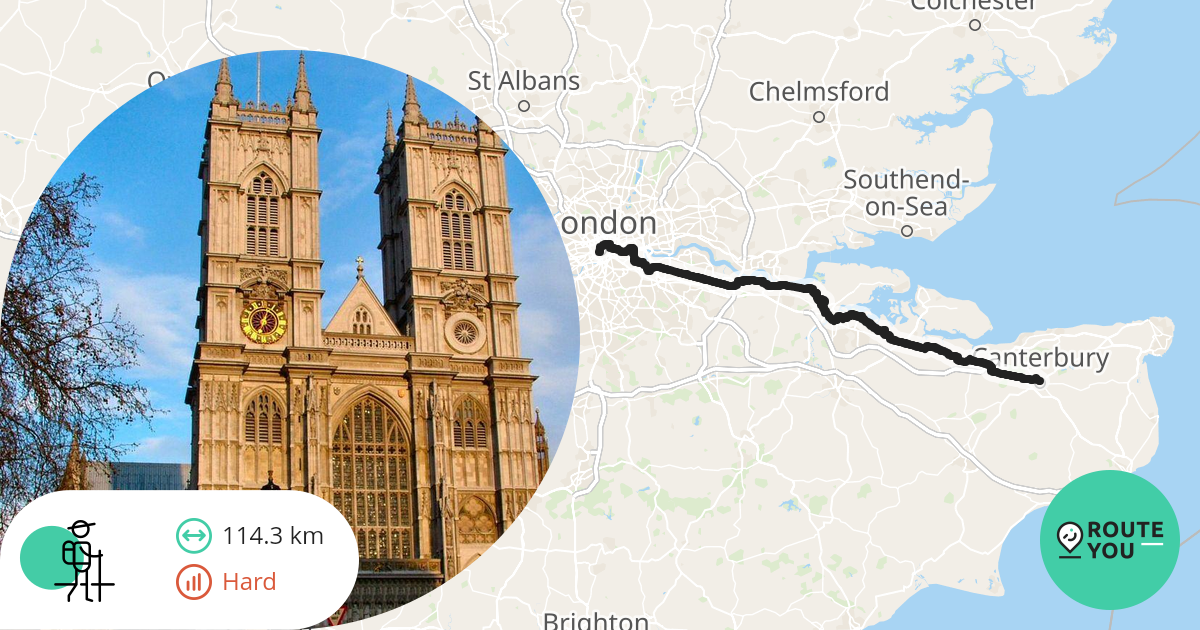 A4. Walking: Pilgrims' Way London-Canterbury - Hiking route | RouteYou