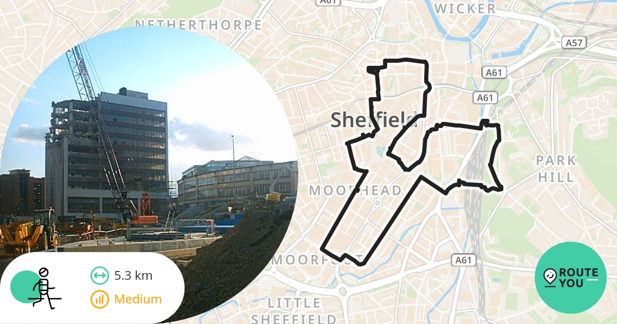 City walk in the green city of Sheffield - Recreational walking route ...