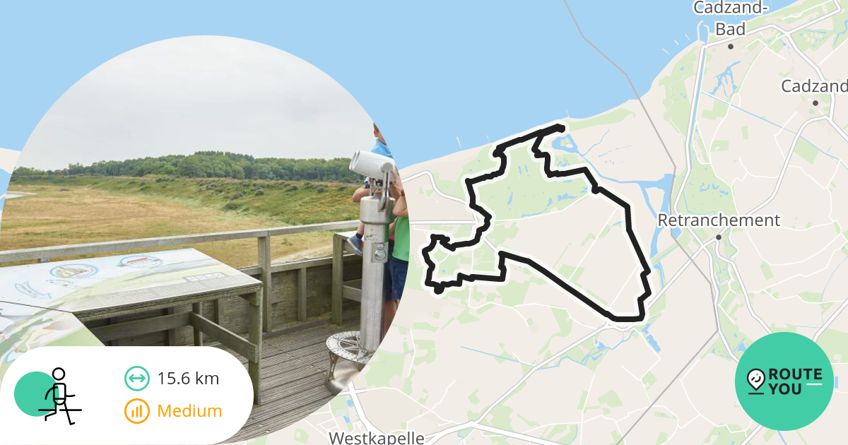 Zwin wandelroute langere route 15,6 km zeshoekige bordjes en ...