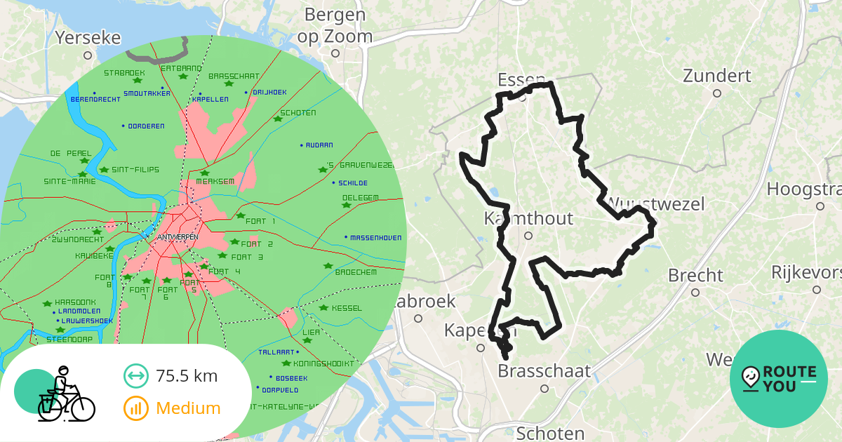 Kapellen-Kalmthout-Essen-Wuustwezel-Kapellen - Recreatieve fietsroute ...