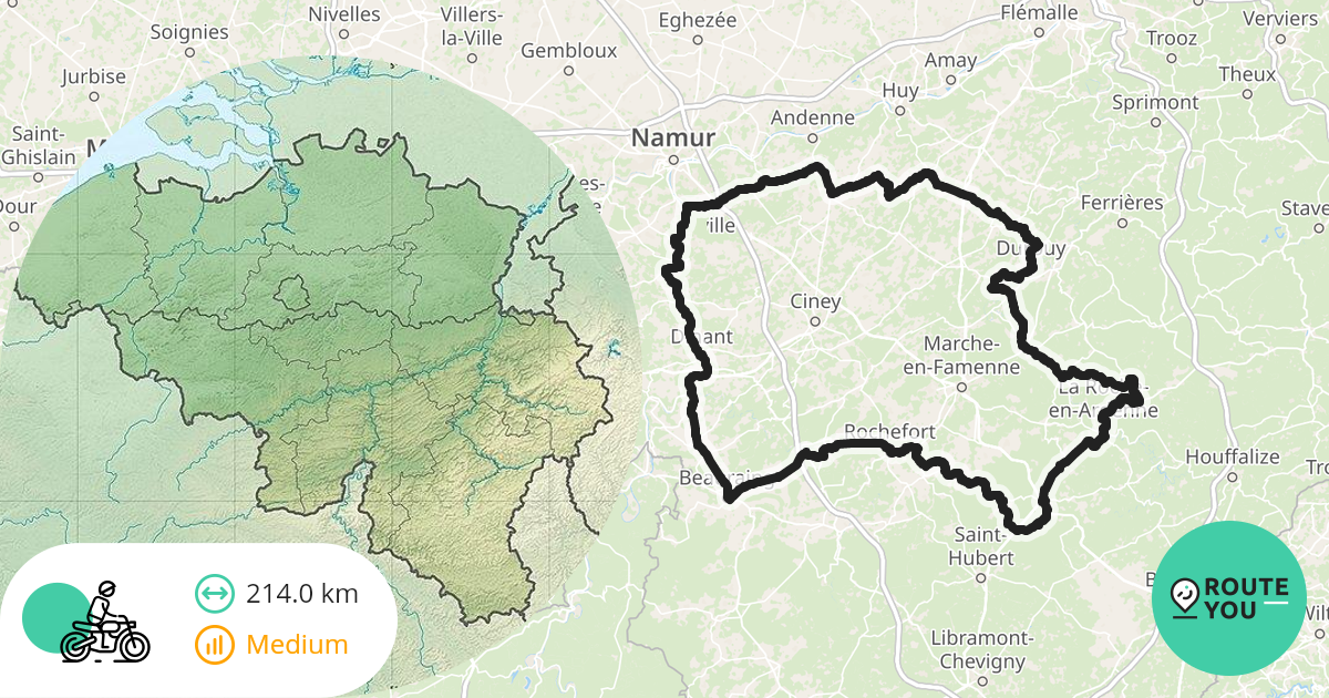 Tenneville -> Rochefort -> Beauraing -> Dinant -> Modave -> Durbuy ...