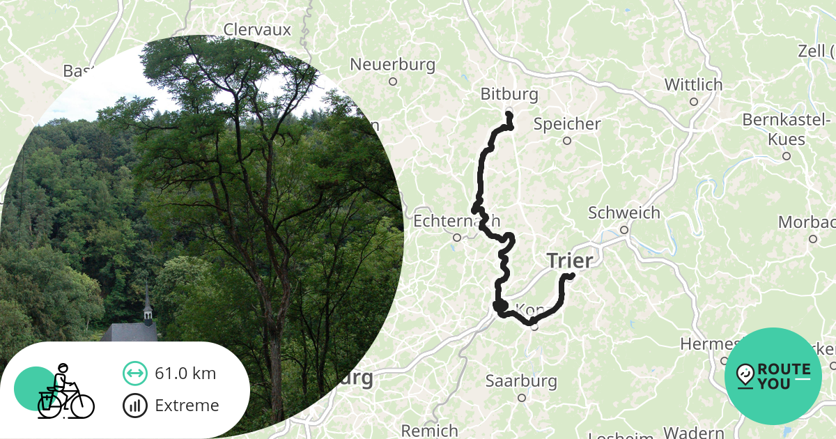 Eifel 3bis: Bitburg - Trier - Recreatieve fietsroute | RouteYou