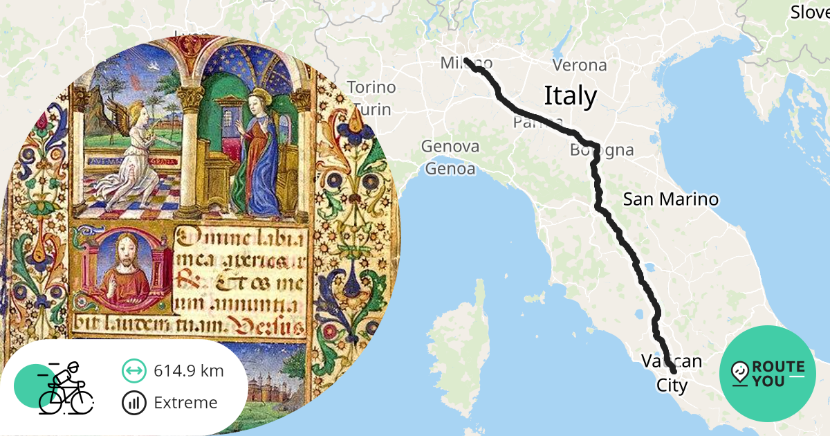 Milano - Roma - Itinerario per bici da corsa | RouteYou