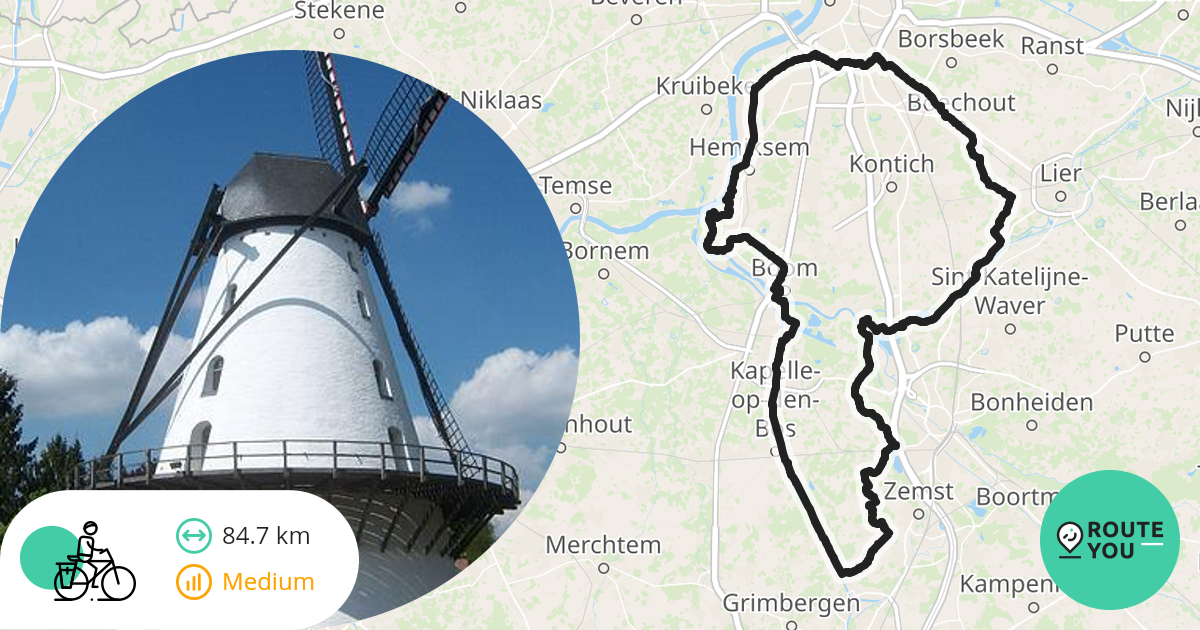 Boechout - Verbrande Brug 2 -84km - Recreatieve fietsroute | RouteYou