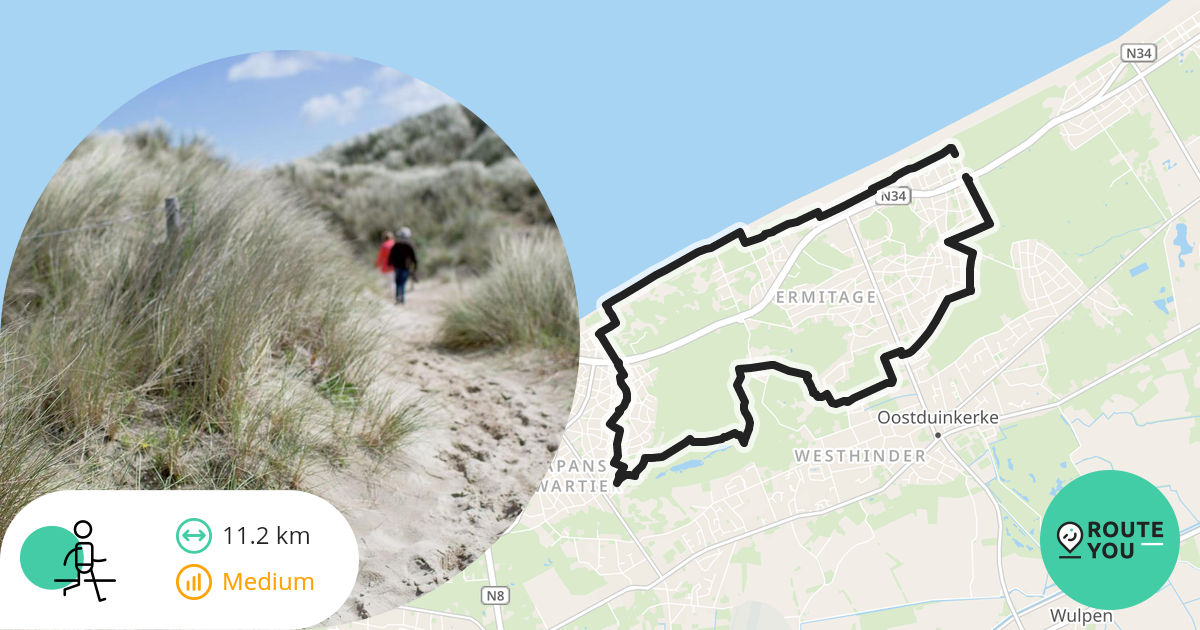 Oostduinkerke- lange wandeling binnendoor - Wandelroute | RouteYou