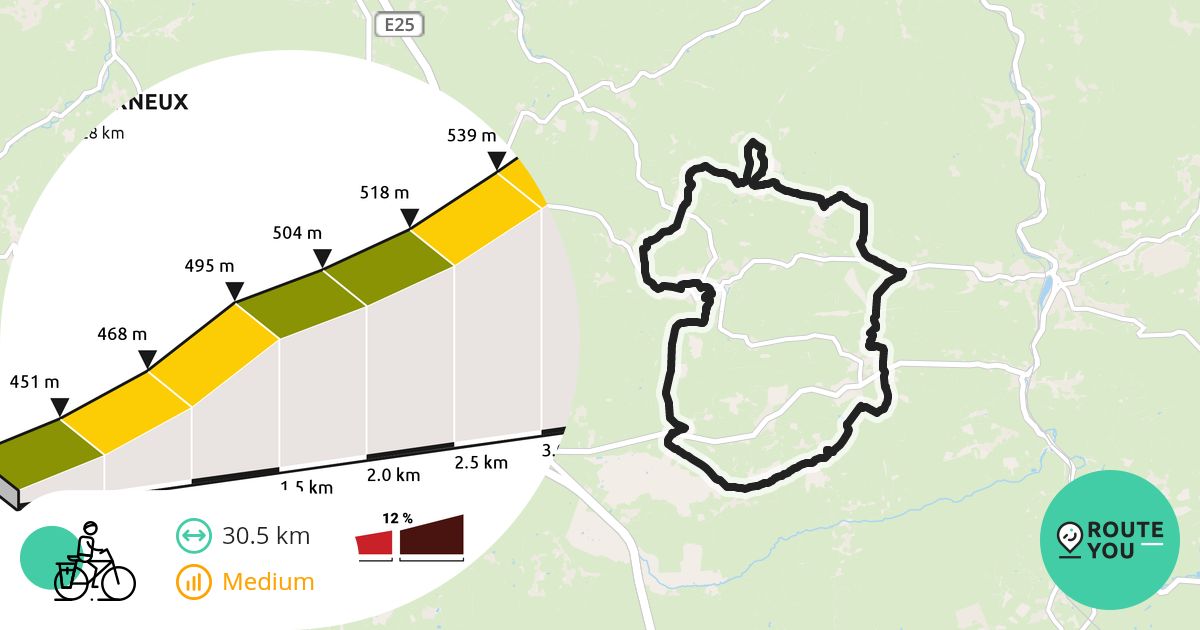 Natuurgebieden rond Lierneux - Recreatieve fietsroute | RouteYou